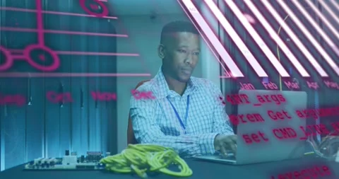 Animation of graphs, globe, computer lan... | Stock Video | Pond5