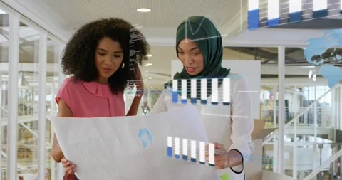 Animation of graphs, globe, computer lan... | Stock Video | Pond5