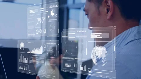 Animation of graphs, map, globe, loading... | Stock Video | Pond5