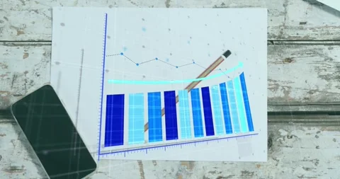Animation of graphs over overhead view o... | Stock Video | Pond5
