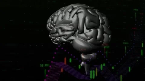 Animation of graphs over rotating brain ... | Stock Video | Pond5