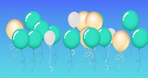 Animation of green and gold balloons bou... | Stock Video | Pond5
