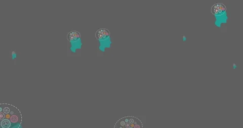 Animation of green human heads with cogs... | Stock Video | Pond5