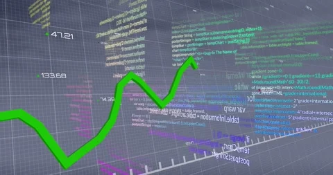Animation of green line and financial da... | Stock Video | Pond5