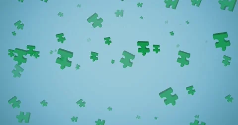 Animation of green pieces of puzzle fall... | Stock Video | Pond5