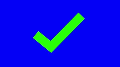 Animation of a green tick on a blue back... | Stock Video | Pond5