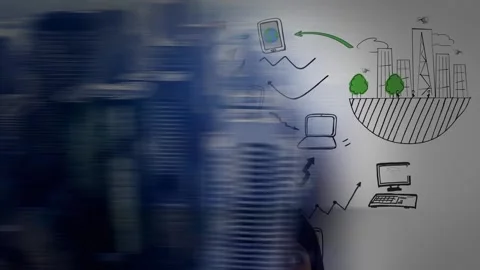 Animation of hand drawn computer and int... | Stock Video | Pond5