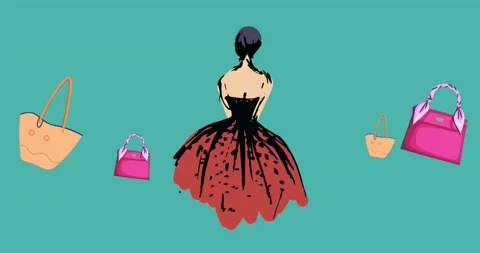 Animation of handbag icons and model on ... | Stock Video | Pond5