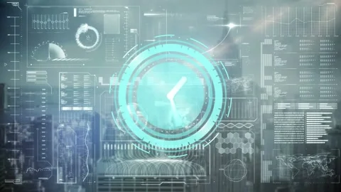 Animation of hands turning on blue clock... | Stock Video | Pond5