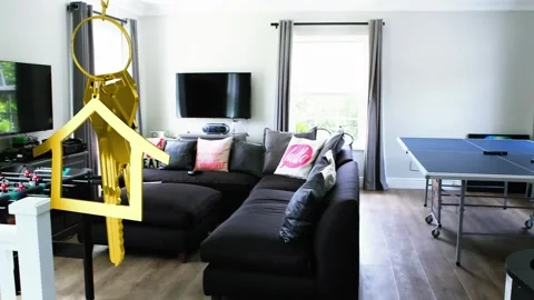 Animation of hanging golden house keys a... | Stock Video | Pond5