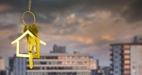 Animation of hanging golden house keys a... | Stock Video | Pond5