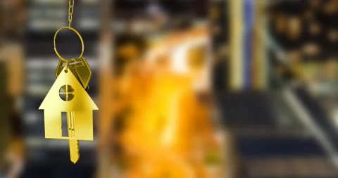 Animation of hanging golden house keys a... | Stock Video | Pond5