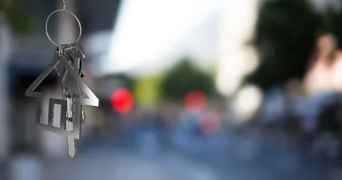 Animation of hanging silver house keys a... | Stock Video | Pond5