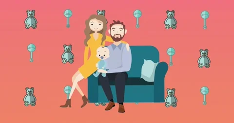 Animation of happy family embracing on r... | Stock Video | Pond5