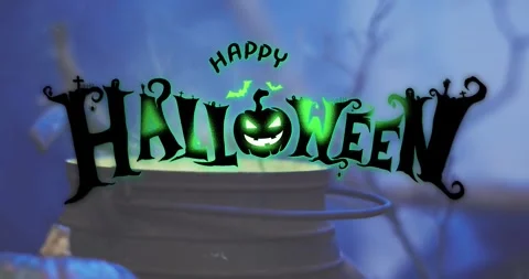 Animation of happy halloween text with g... | Stock Video | Pond5