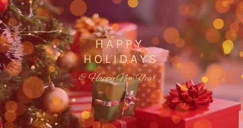 Animation of happy holidays and new year... | Stock Video | Pond5