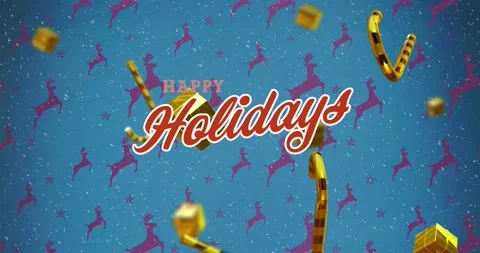 Animation of happy holidays text, fallin... | Stock Video | Pond5