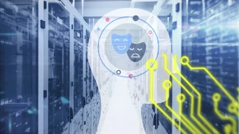 Animation of head with masks and shapes ... | Stock Video | Pond5