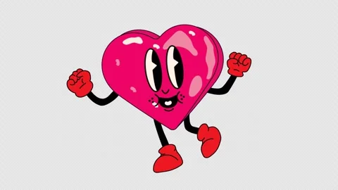 Animation Heart. 30s cartoon mascot char... | Stock Video | Pond5