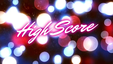 Animation of high score neon text over s... | Stock Video | Pond5