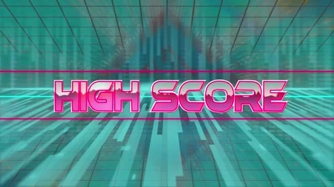 Animation of high score text banner over... | Stock Video | Pond5