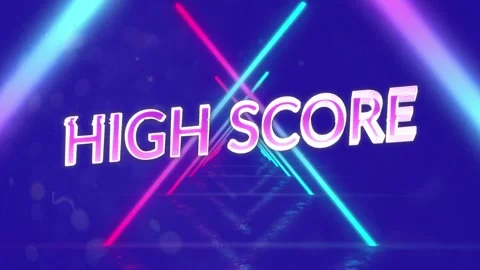 Animation of high score text over neon s... | Stock Video | Pond5