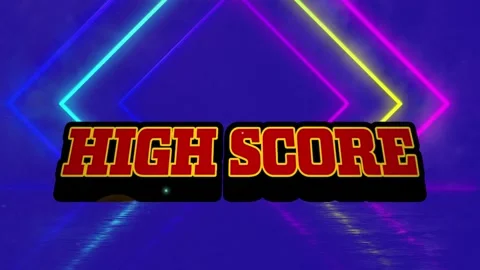 Animation of high score text over neon s... | Stock Video | Pond5