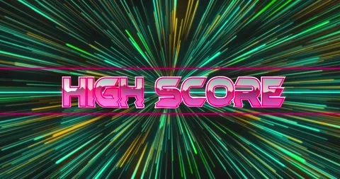 Animation of high score text over light ... | Stock Video | Pond5