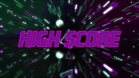 Animation of high score text over light ... | Stock Video | Pond5
