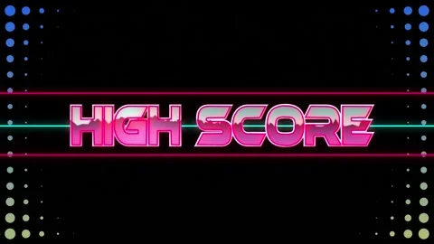 Animation of high score text over neon l... | Stock Video | Pond5