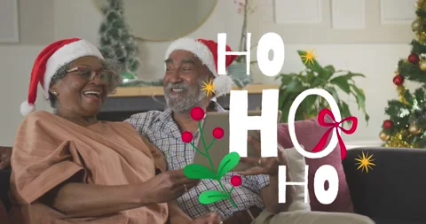 Animation of ho ho ho text over senior a... | Stock Video | Pond5