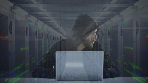 Animation of hooded man hacking a comput... | Stock Video | Pond5