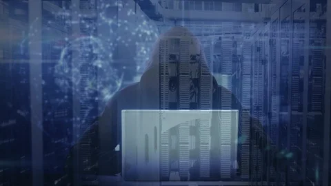 Animation of hooded man hacking a comput... | Stock Video | Pond5