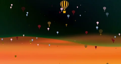 Animation of hot air balloons flying in ... | Stock Video | Pond5