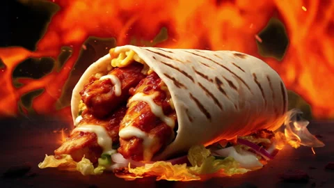 Animation hot shawarma on fire backgroun... | Stock Video | Pond5