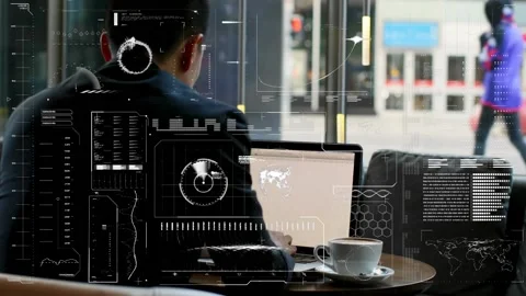 Animation of hud interface, rear view of... | Stock Video | Pond5