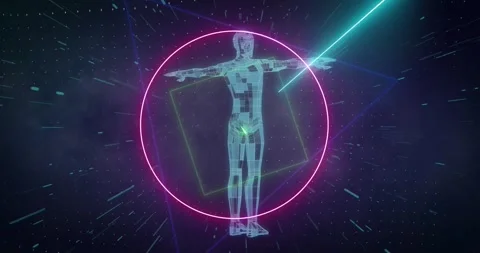 Animation of human body with neon shapes... | Stock Video | Pond5