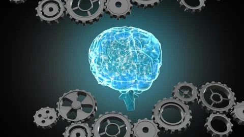 Animation of human brain and cogs with d... | Stock Video | Pond5