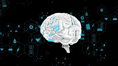 Animation of human brain and medical ico... | Stock Video | Pond5