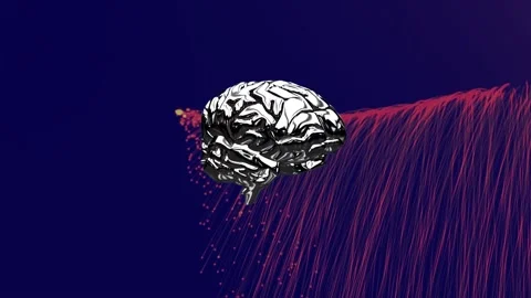 Animation of human brain and red trails ... | Stock Video | Pond5
