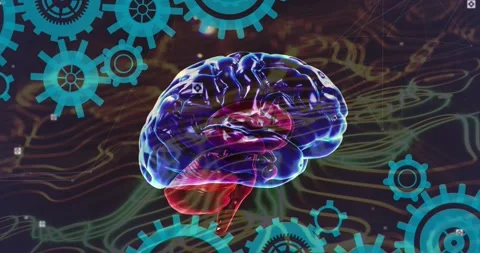 Animation of human brain, cogs and data ... | Stock Video | Pond5