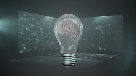 Animation of human brain in light bulb o... | Stock Video | Pond5