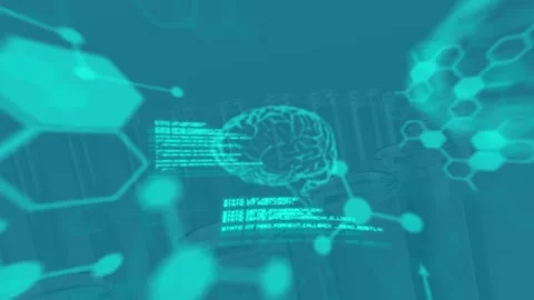 Animation of human brain, molecule struc... | Stock Video | Pond5