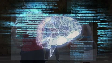 Animation of human brain spinning and da... | Stock Video | Pond5