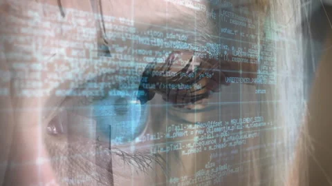 Animation of human eye with computer cod... | Stock Video | Pond5