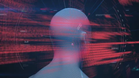 Animation of human head spinning with di... | Stock Video | Pond5