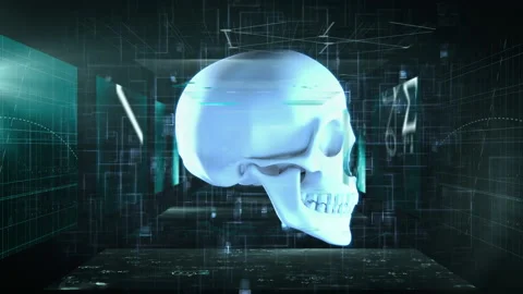 Animation of human skull with math formu... | Stock Video | Pond5