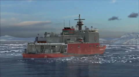 Animation of icebreaker ship sailing in ... | Stock Video | Pond5