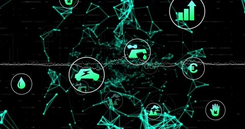 Animation of icons and connections over ... | Stock Video | Pond5
