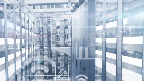 Animation of icons and data processing o... | Stock Video | Pond5